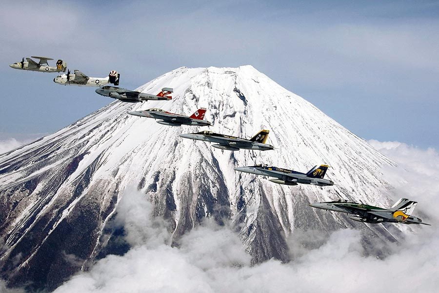 Carrier Air Wing 5 Formation at Mount Fuji Japan Style - A - 20x30 Inch ...