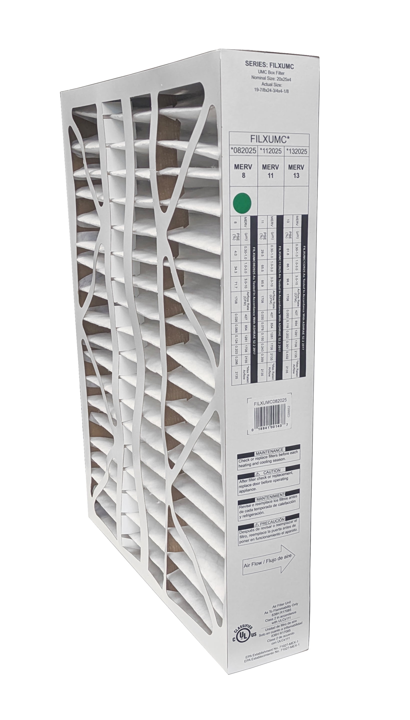 Carrier & Bryant FILXUMC082025 - 20" x 25" x 4" Pleated Air Filter ...