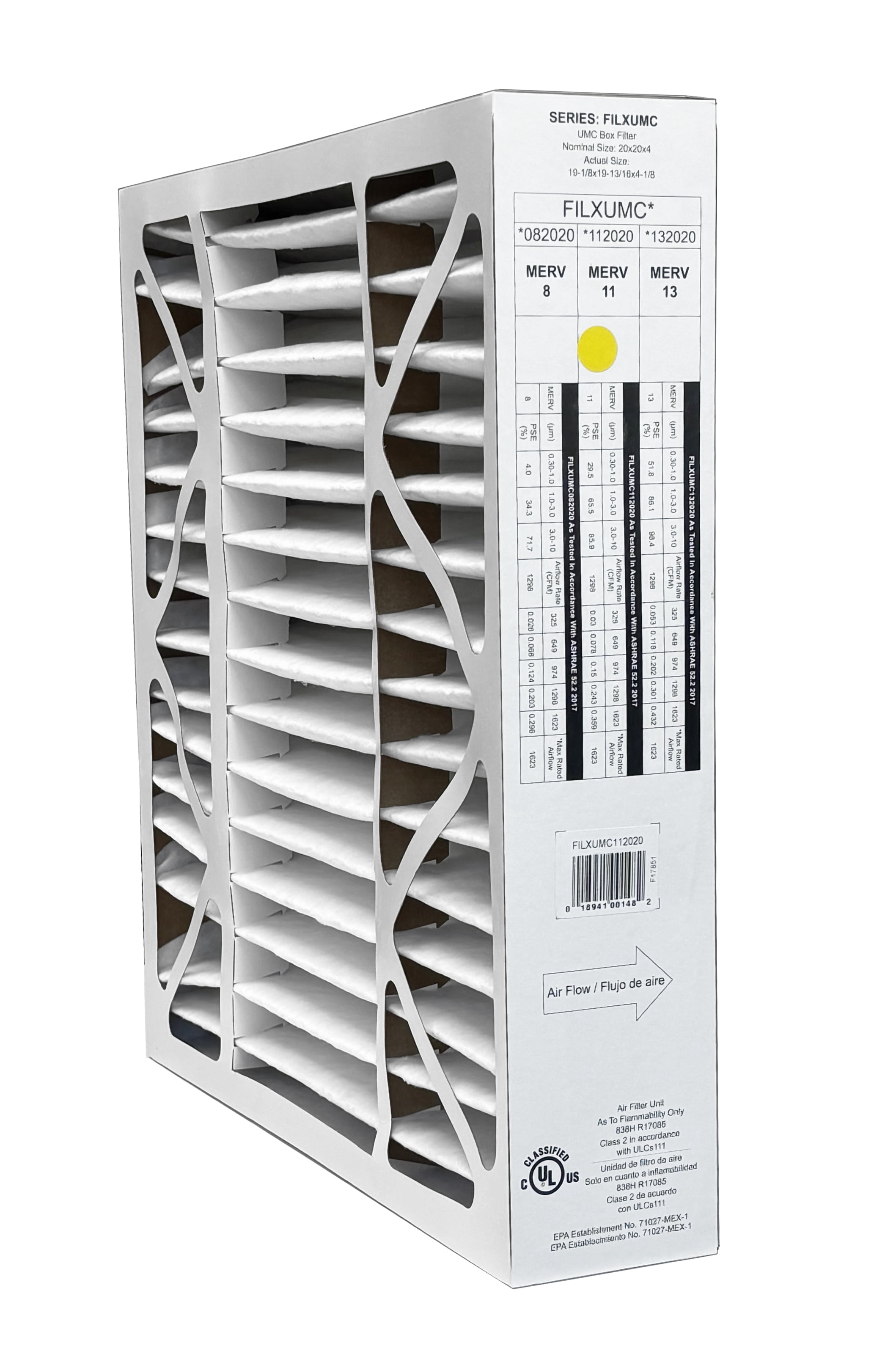 Carrier & Bryant FILXUMC112020 - 20" x 20" x 4" Pleated Air Filter ...
