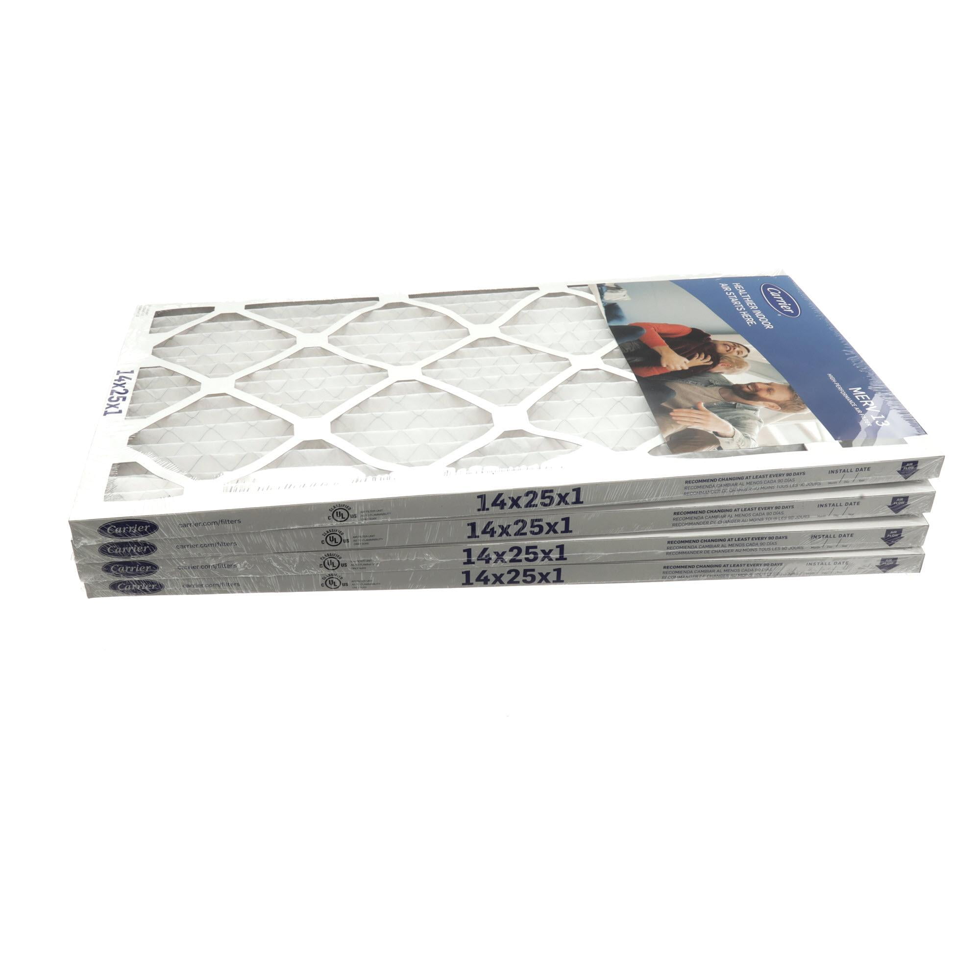Carrier Merv 13 1" Air Filter, 14"X25"X1", 4 Pack 14X25X1-M13-C-P4 ...