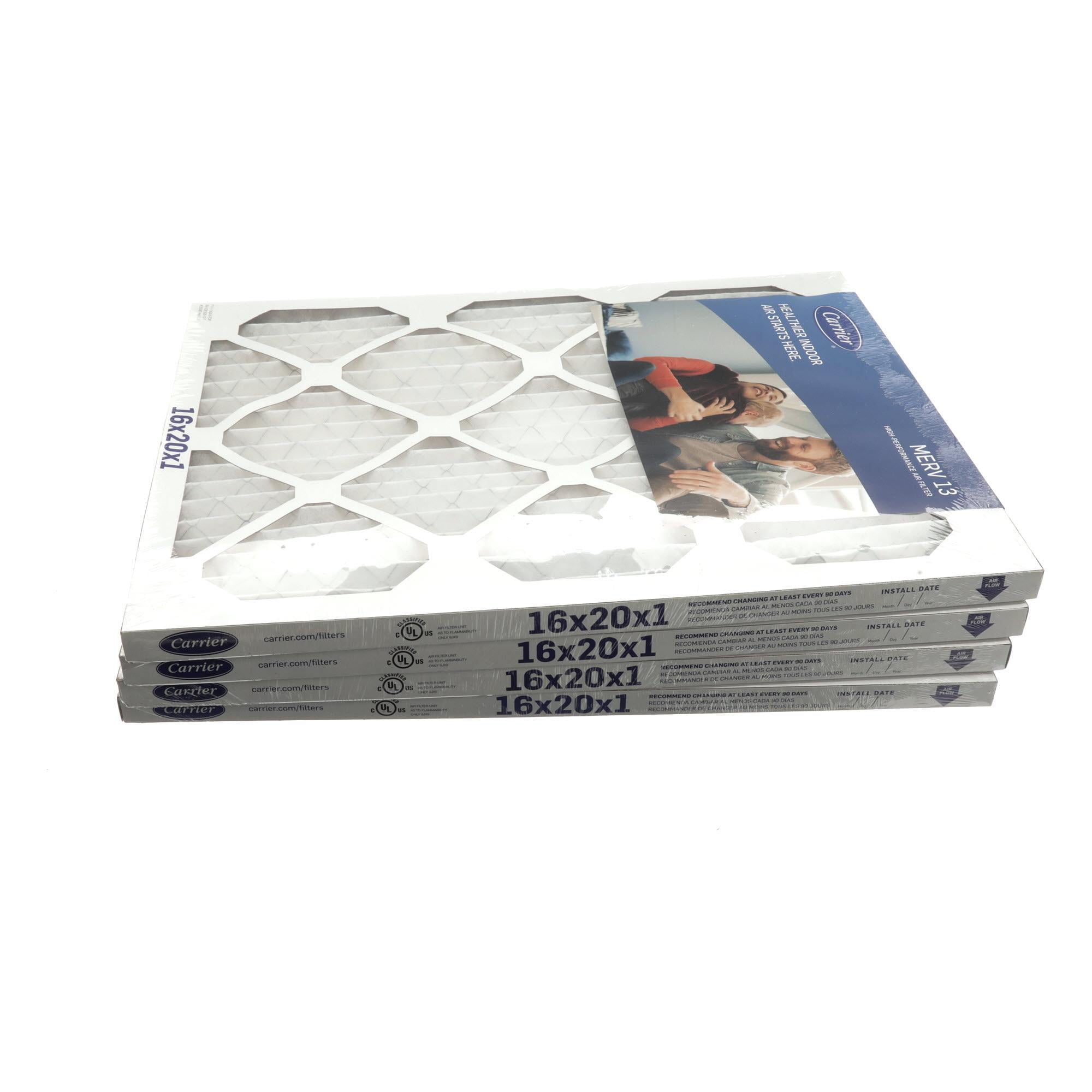 Carrier Merv 13 1" Air Filter, 16"X20"X1", 4 Pack 16X20X1-M13-C-P4 ...
