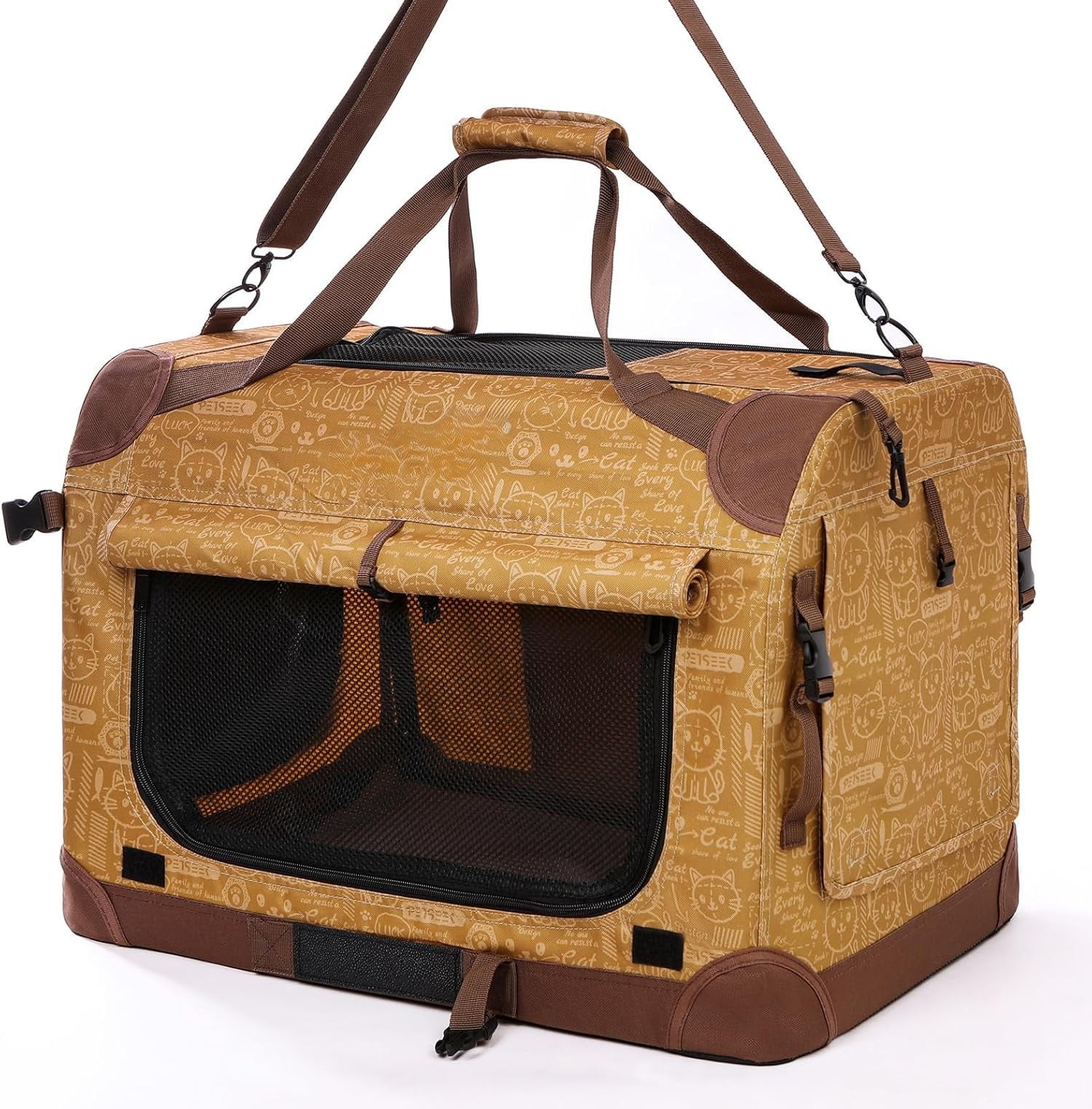 Carrier Soft Sided, Portable Small Carrier for 2 Cats, 24"x16.5"x16 ...