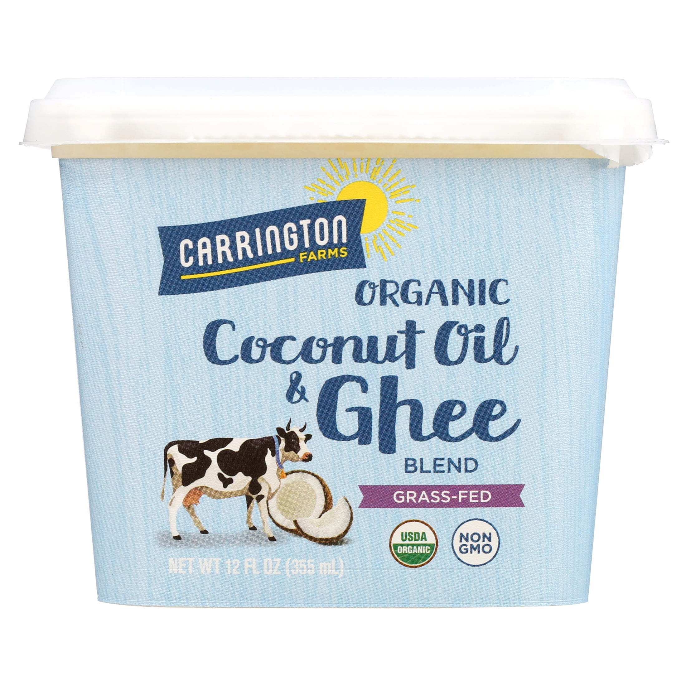 Carrington Farms Organic Coconut Oil & Ghee, Grass-Fed Tub, 12oz Cooked ...