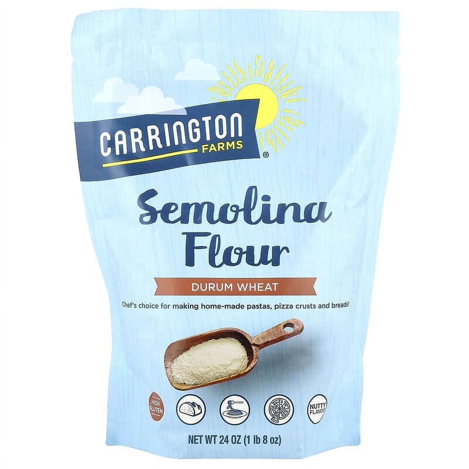 Carrington Farms, Semolina Flour, Durum Wheat, 24 oz Pack of 2 ...