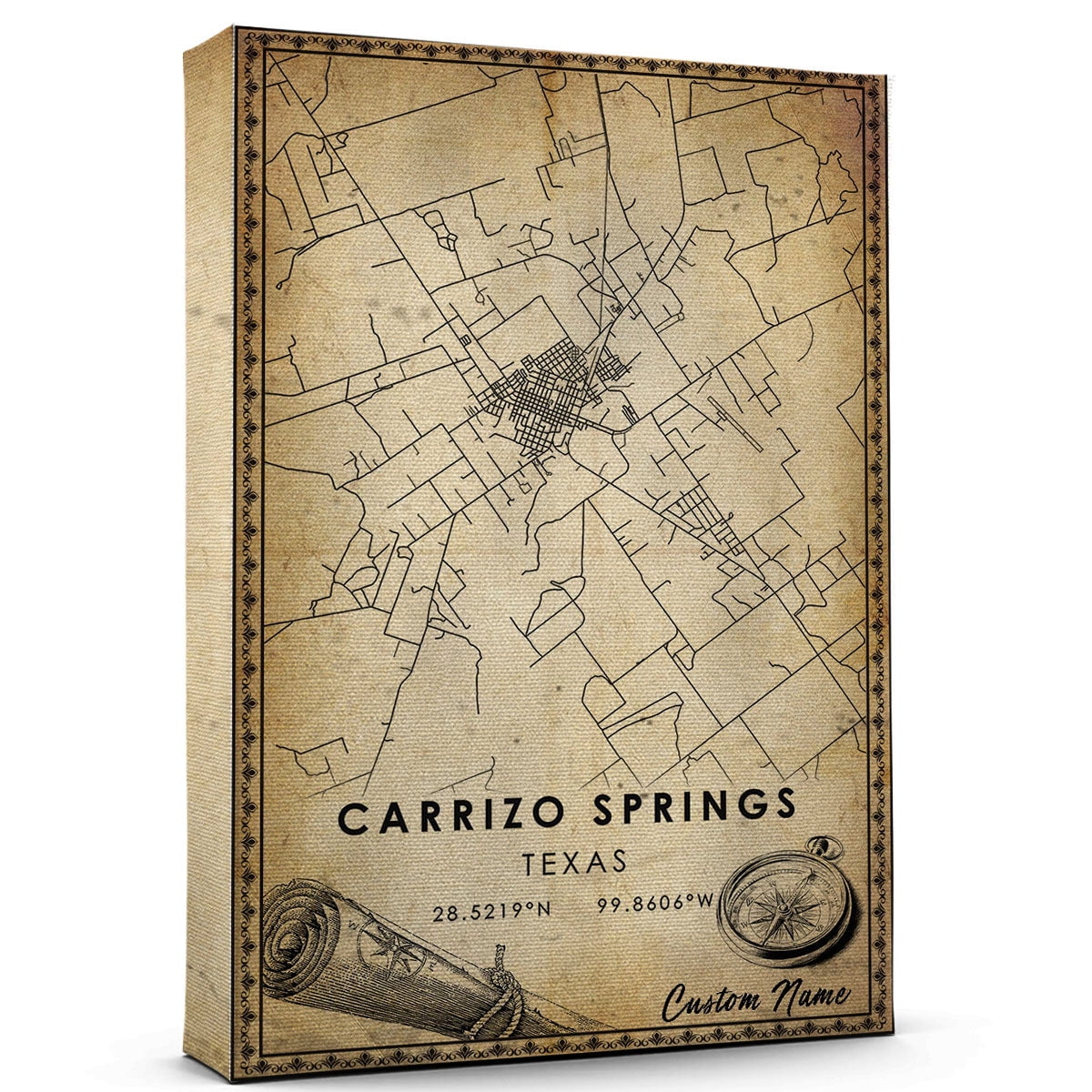 Carrizo Springs Map Poster, Texas Map Art Poster, Canvas, Carrizo ...