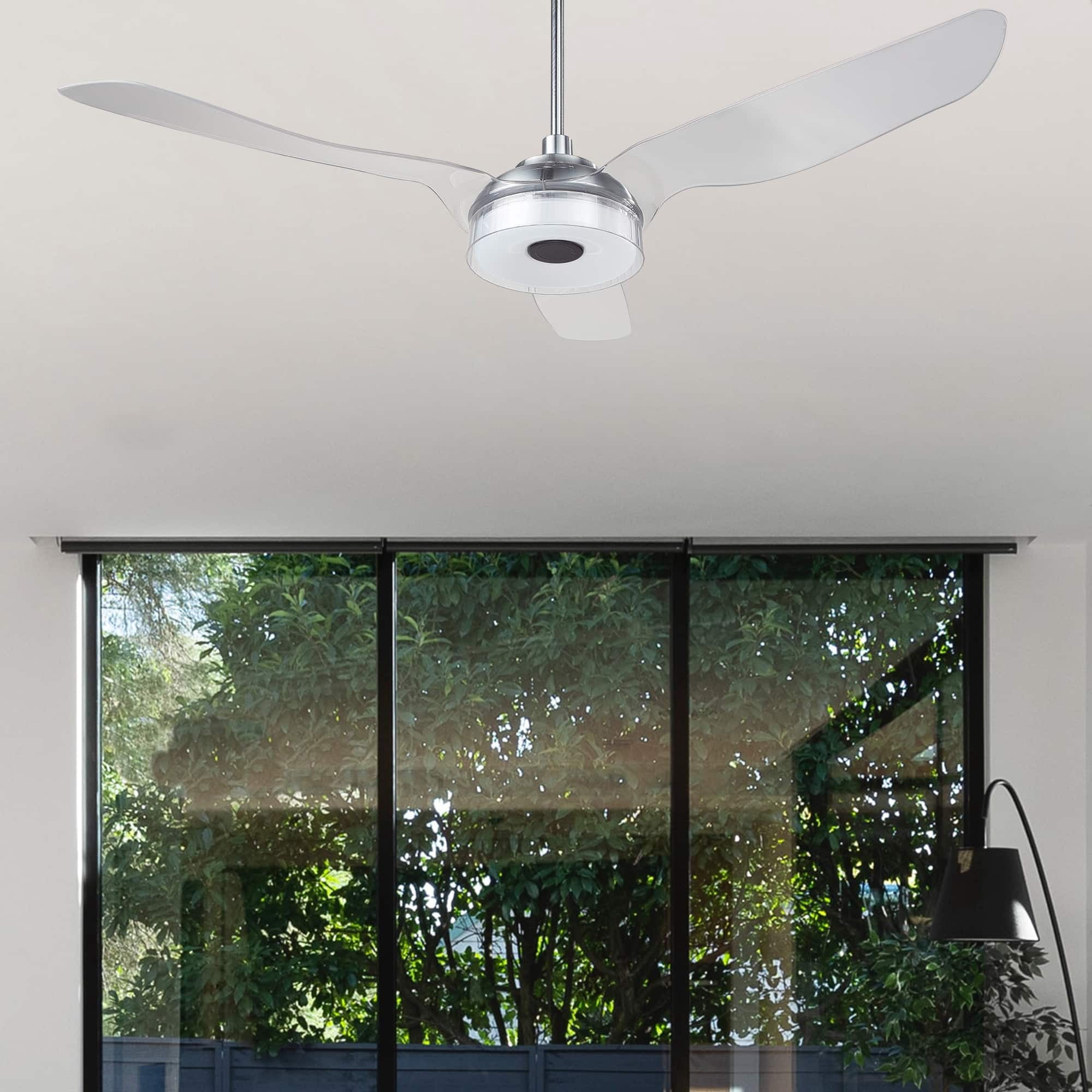 Carro Home Icebreaker 56" Modern Plastic Smart Ceiling Fan in Silver ...