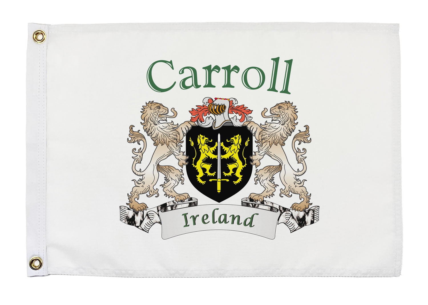 Carroll Irish Coat of Arms Small White Flag - 16"x10.5" inches ...
