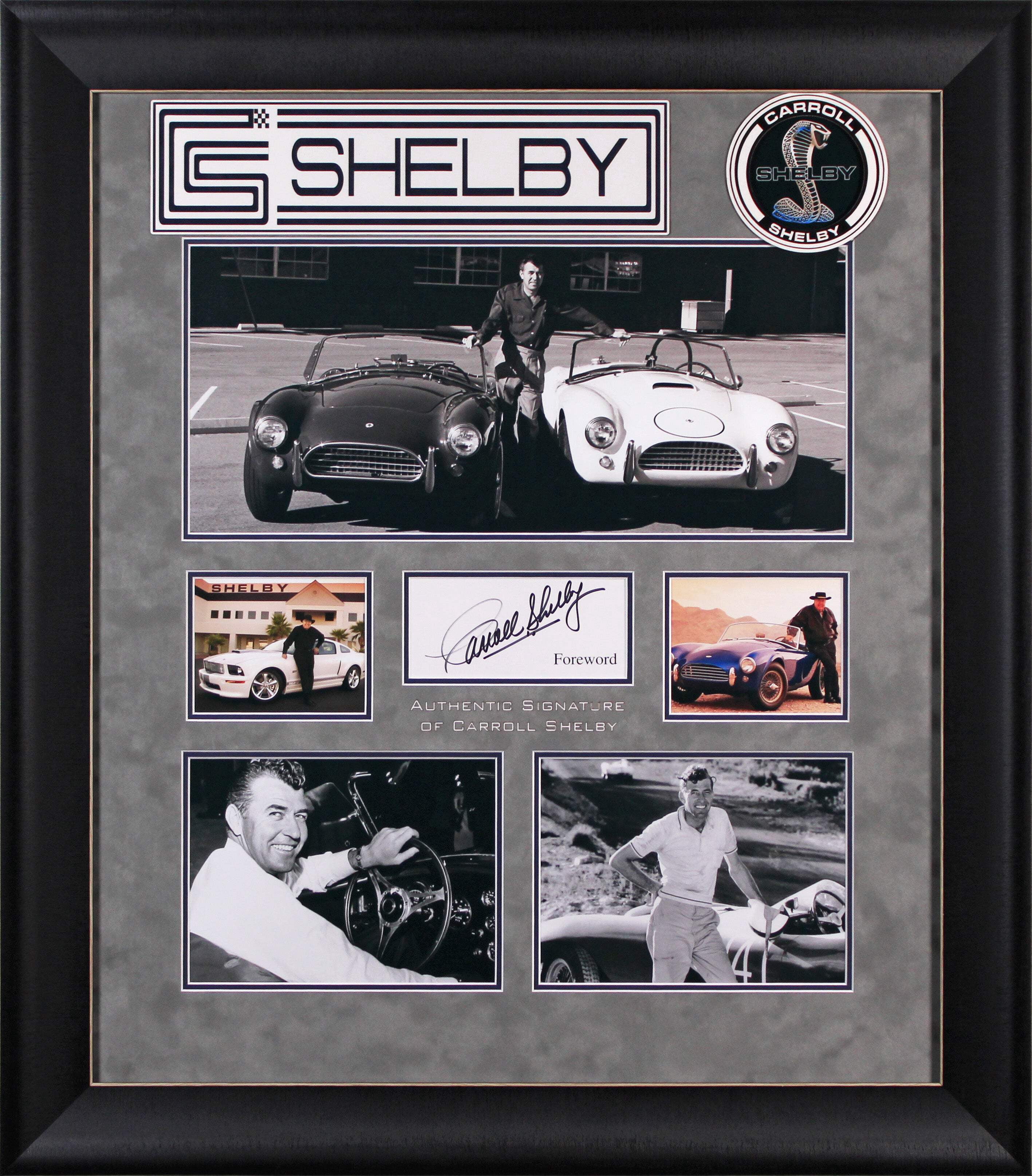 Carroll Shelby Authentic Signed 3x6 Cut Signature Framed Display BAS ...