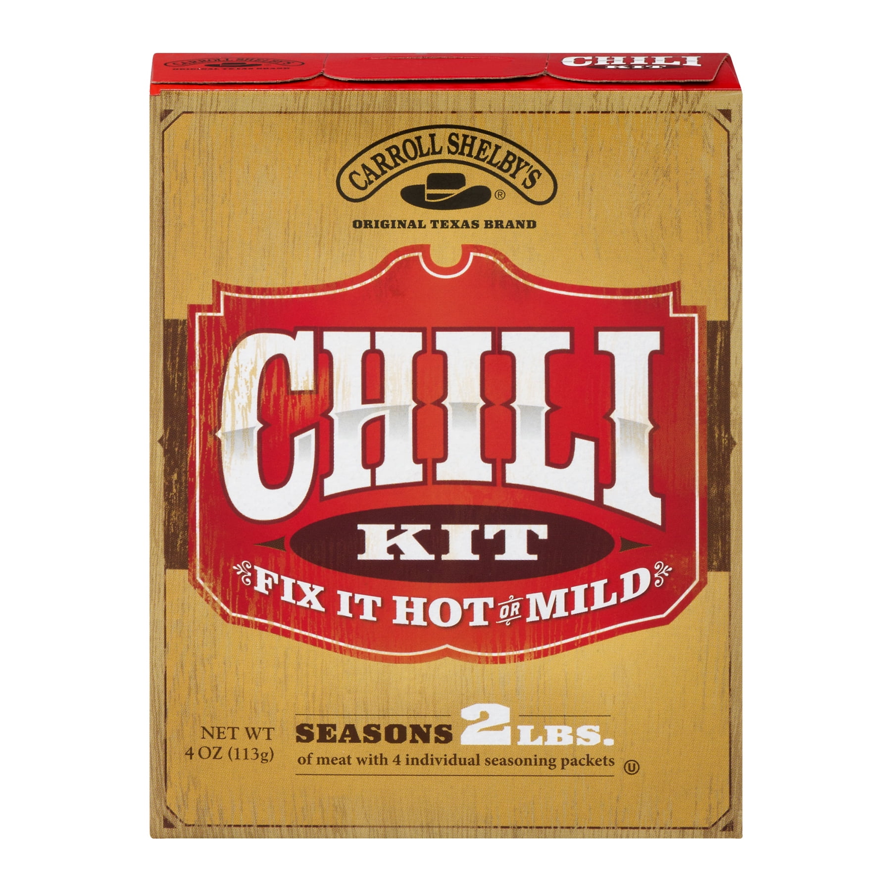 Carroll Shelby 4 Ounce Chili Kit with Mix Packets - Make it Hot or Mild ...