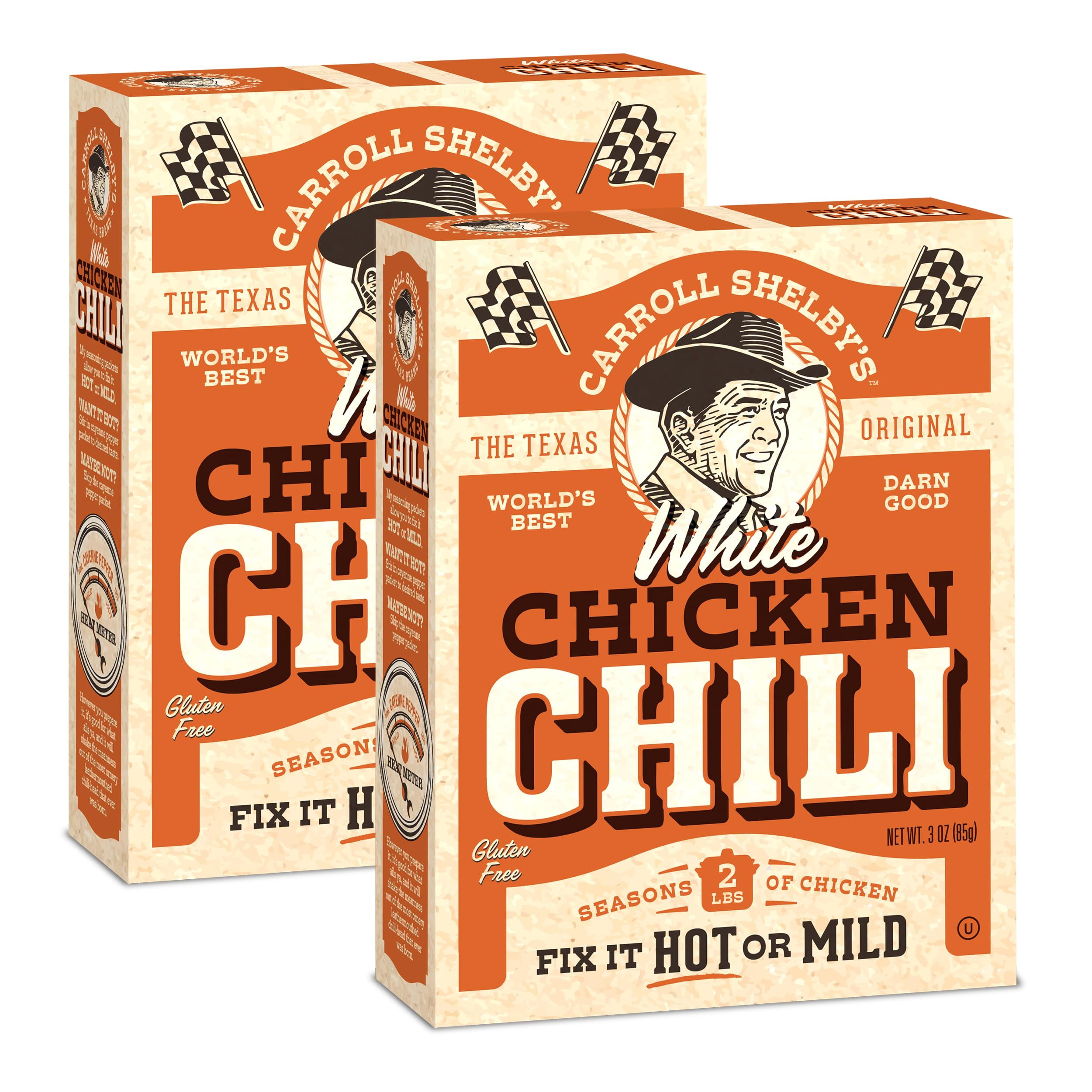 Carroll Shelby's Original Texas ESF27 Brand White Chicken Chili Kit 3oz Box (Pack of 2 ...