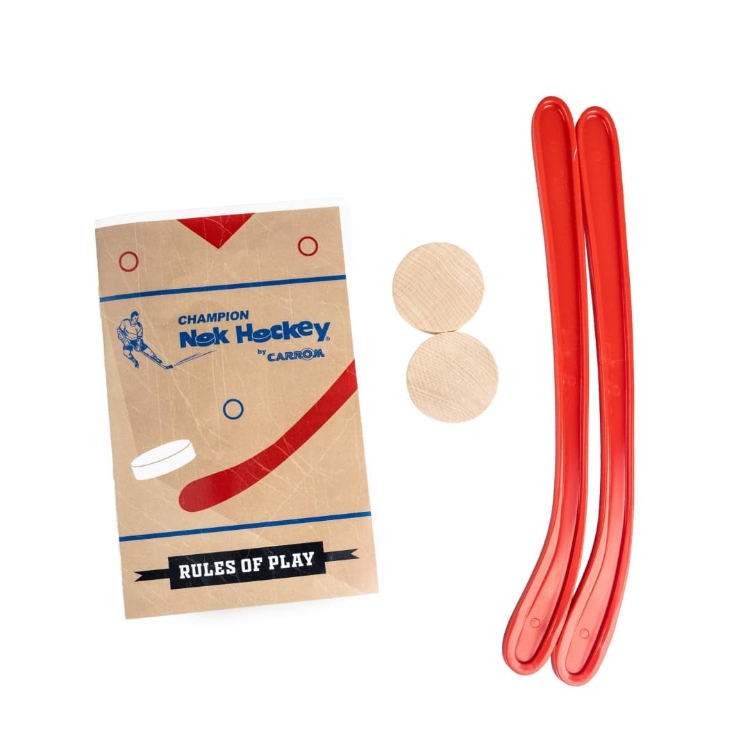 Carrom Champion Nok Hockey Game Equipment Set with 2 Mini Hockey Sticks ...