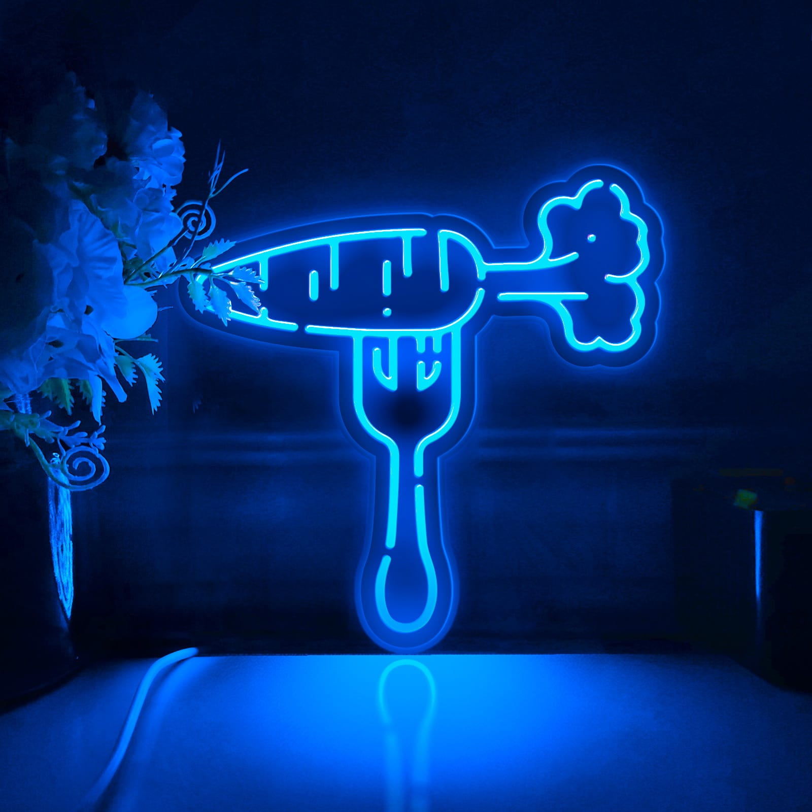 Carrot And Fork Led Light Box, Dimmable Neon-Like Light Signs USB Power ...