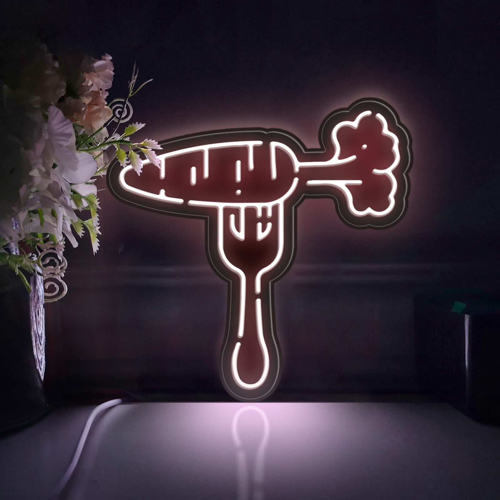 Carrot And Fork Led Light Box, Dimmable Neon-Like Light Signs USB Power ...