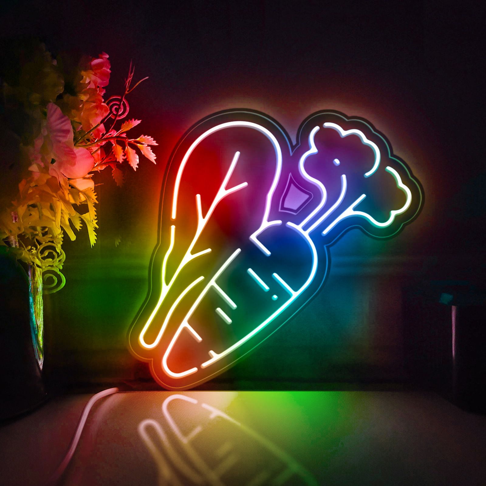 Carrot And Greens Led Light Box, Dimmable Neon-Like Light Signs USB ...