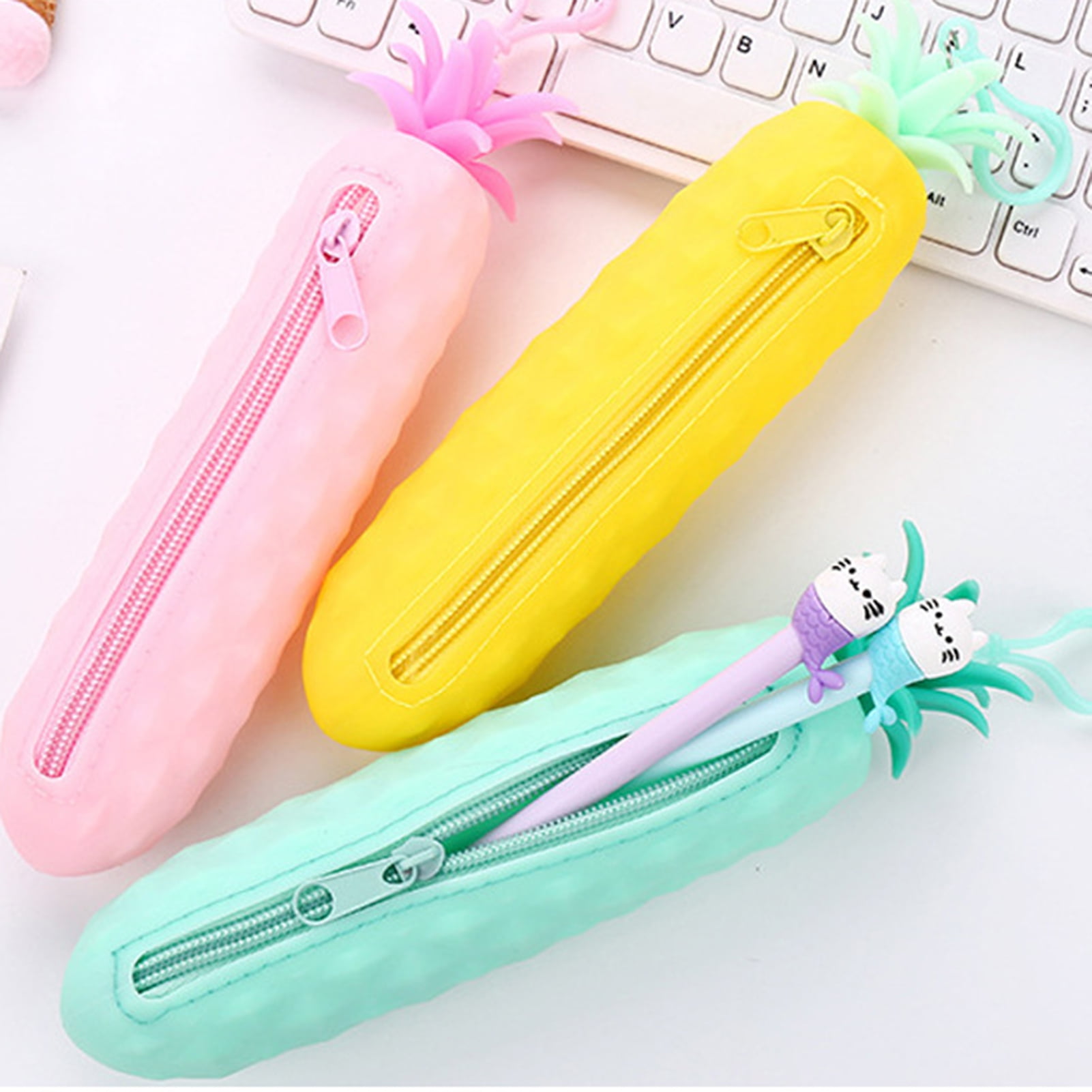Carrot Banana Fruit Silicone Pencil Case Storage Pen Bag Coin Purse Key ...
