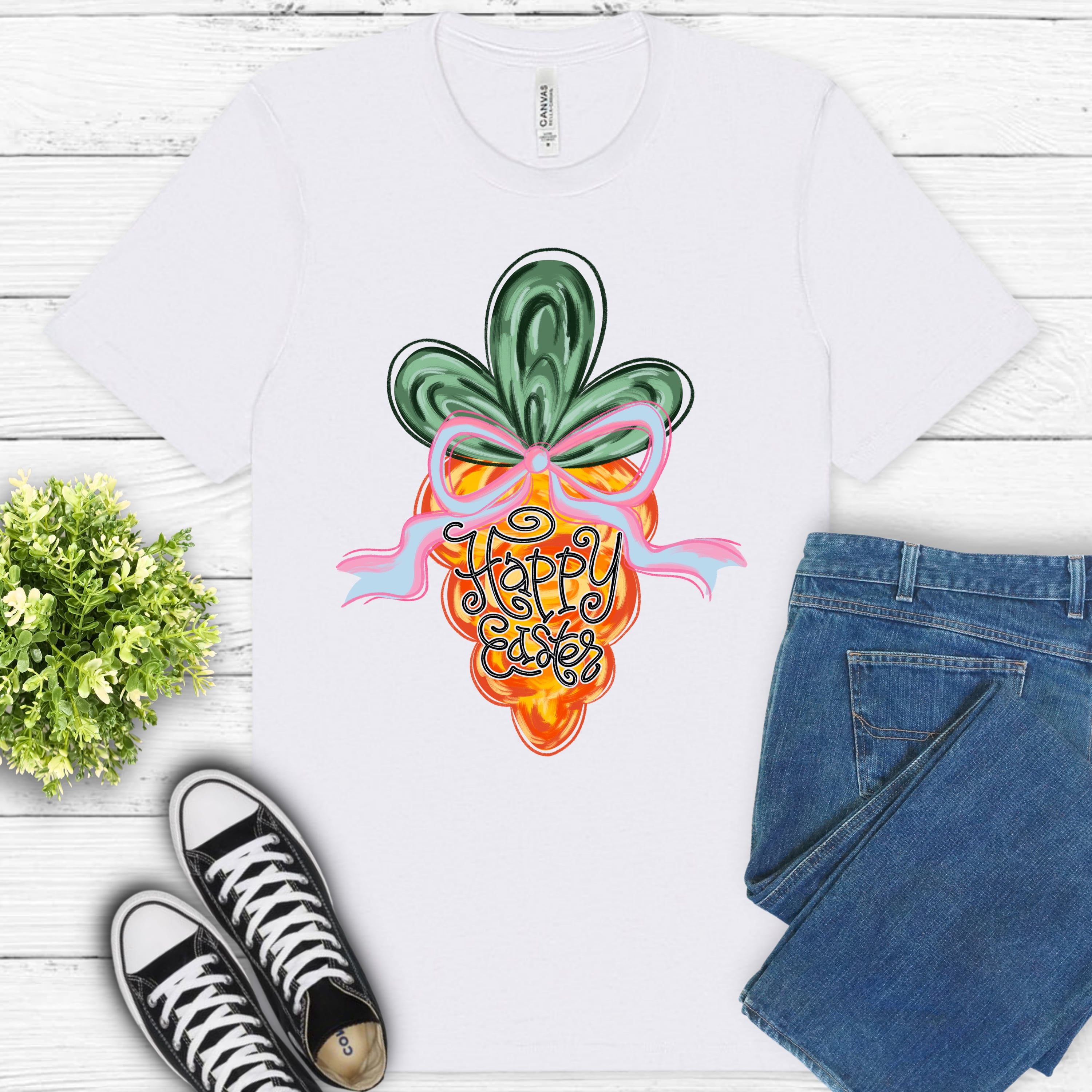 Carrot Bow Graphic T-Shirt for Women | Pastel Spring Vegetable Tee, White, M - Walmart.com