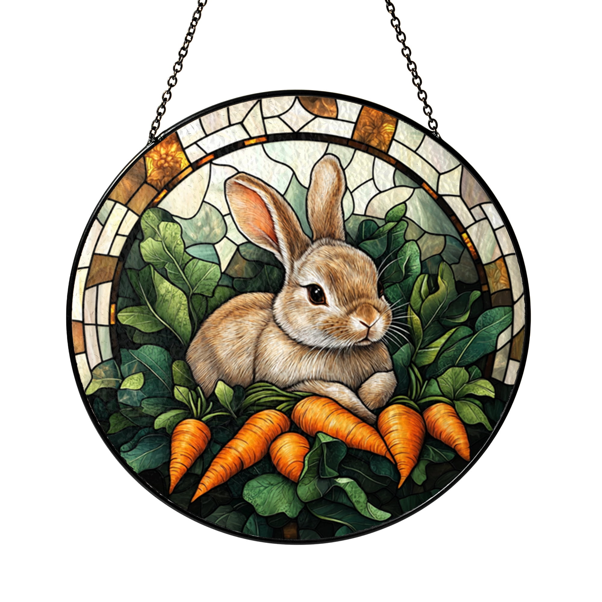 Carrot Bunny Stained Glass Style Window Suncatcher Decor, Decorative ...