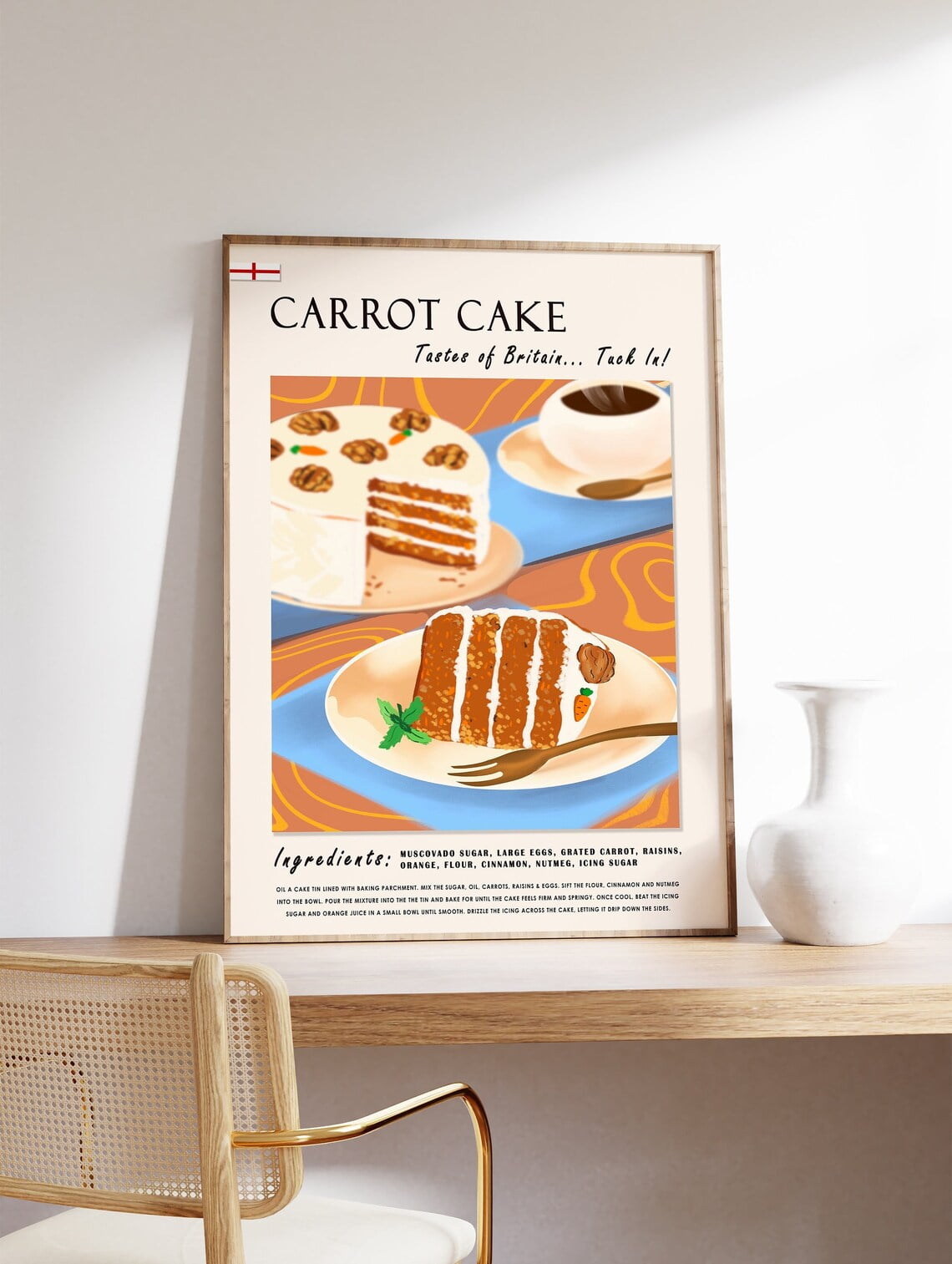 Carrot Cake Poster, Food Art, Food Poster, Cake Poster, London Print ...
