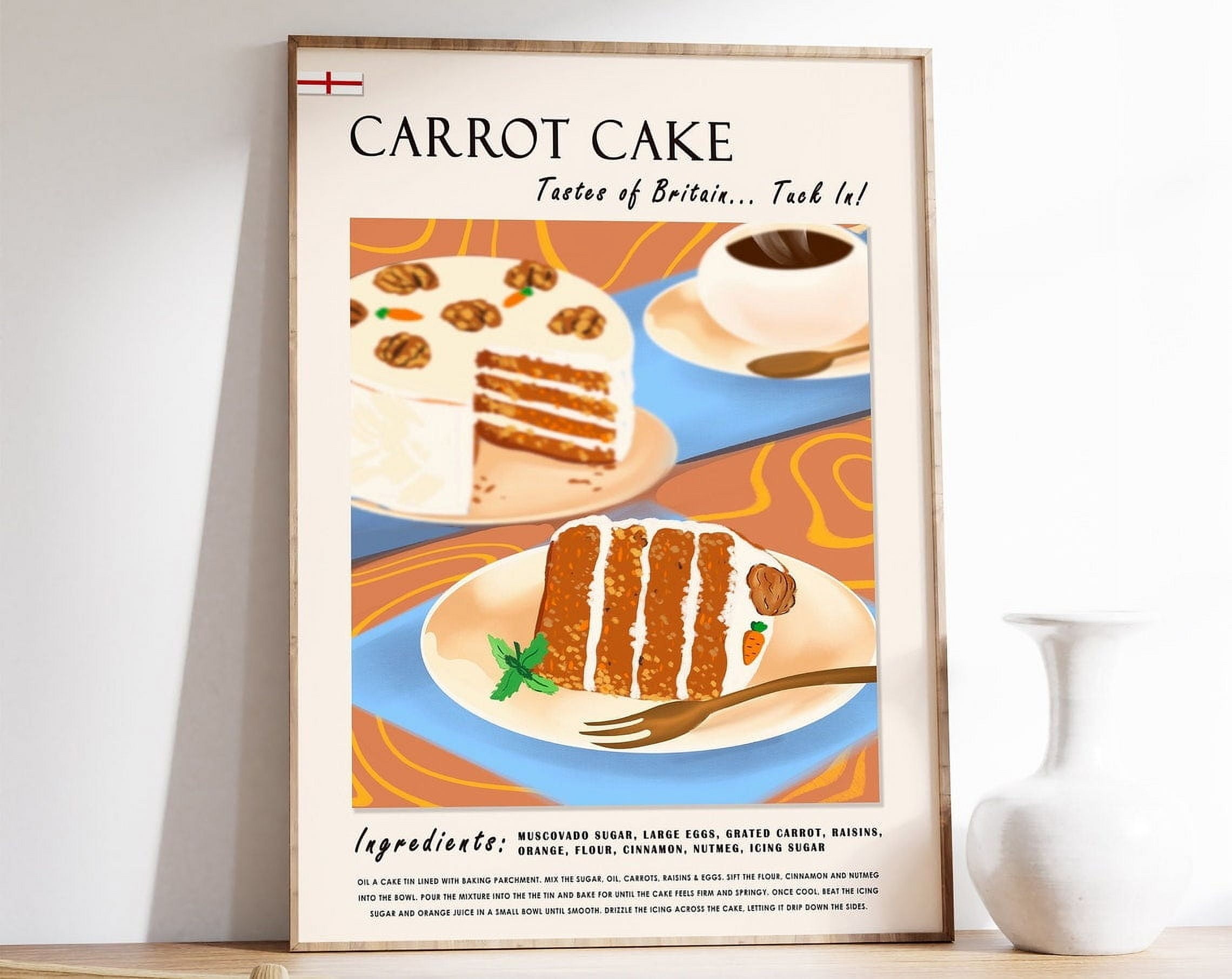 Carrot Cake Poster, Food Art, Food Poster, Cake Poster, London Print ...