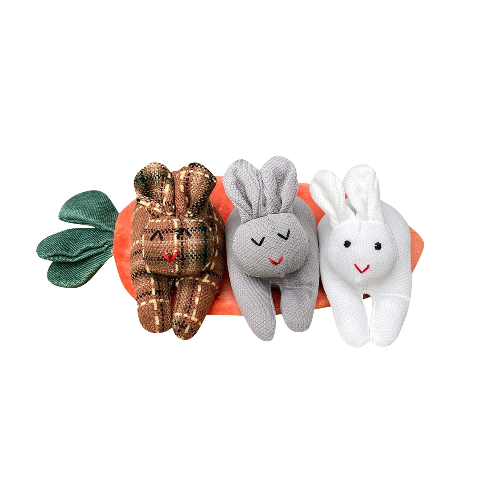 Carrot Coin Purse with Bunny, 3 Small Rabbit Figurines Inside a Felt ...