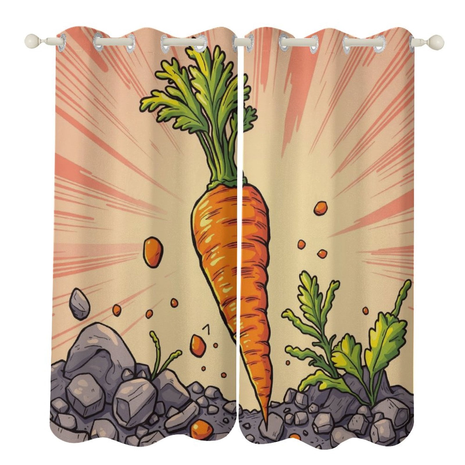 Carrot Curtains for Bedroom Living Room Drapes Kitchen Room Window ...