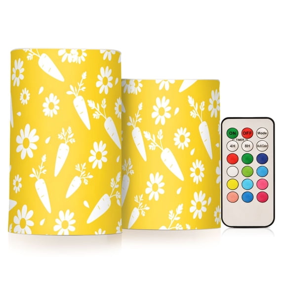 Carrot Daisy Pattern Flameless LED Candle Set with Remote, Battery ...