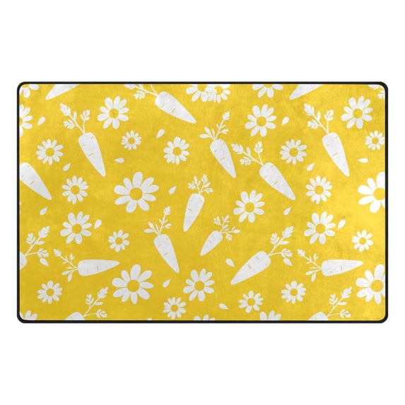 Carrot Daisy Pattern Memory Foam Area Rug 60"x39" Non Slip, Absorbent ...