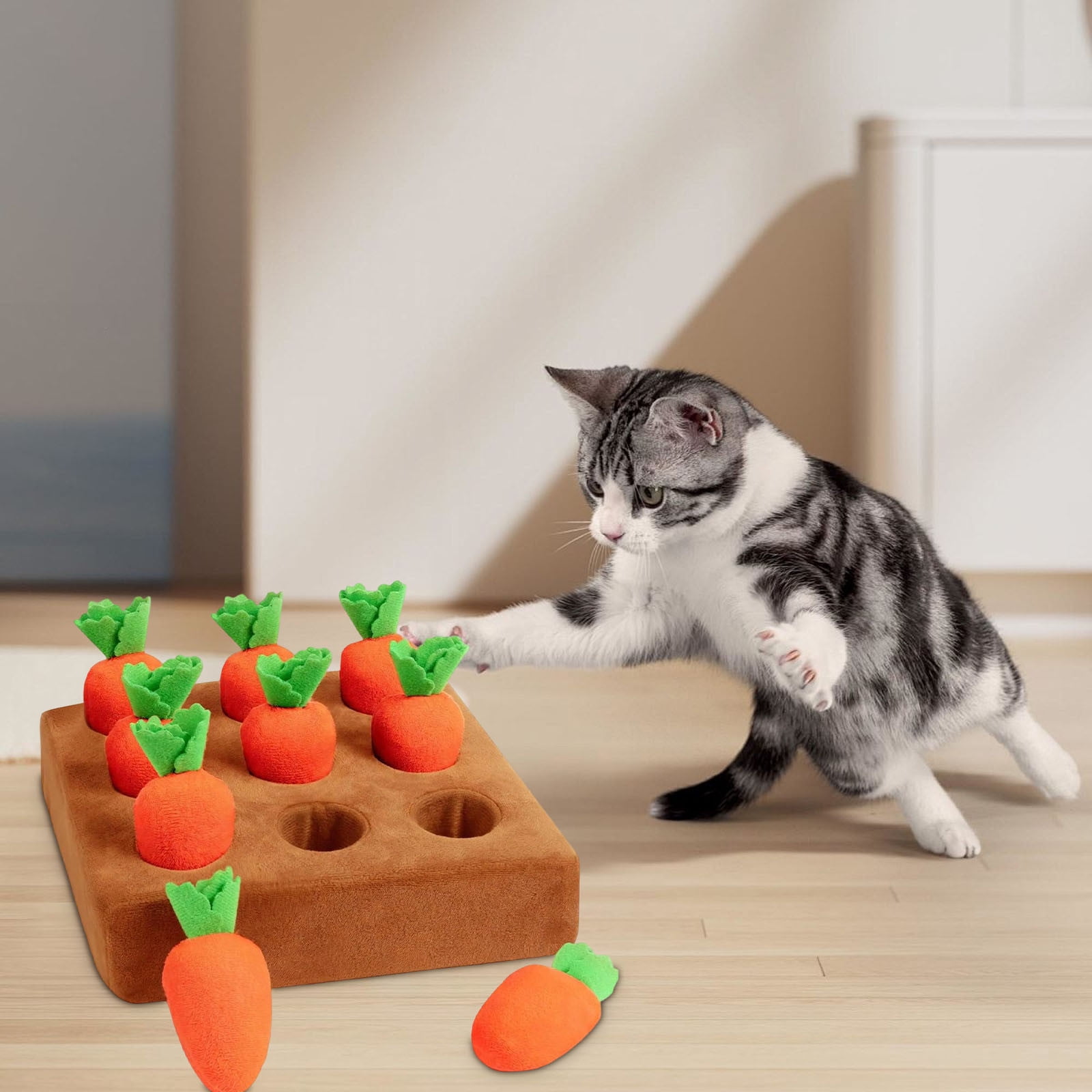 Carrot Dog Toys, Plush Carrot Snuffle Mat for Dogs with 9 Plush Carrots ...