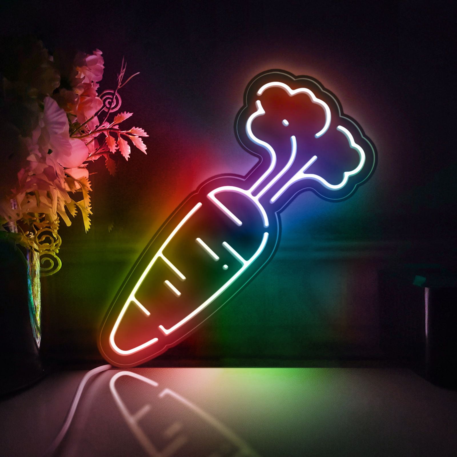 Carrot Led Light Box, Dimmable Neon-Like Light Signs USB Power for Wall ...