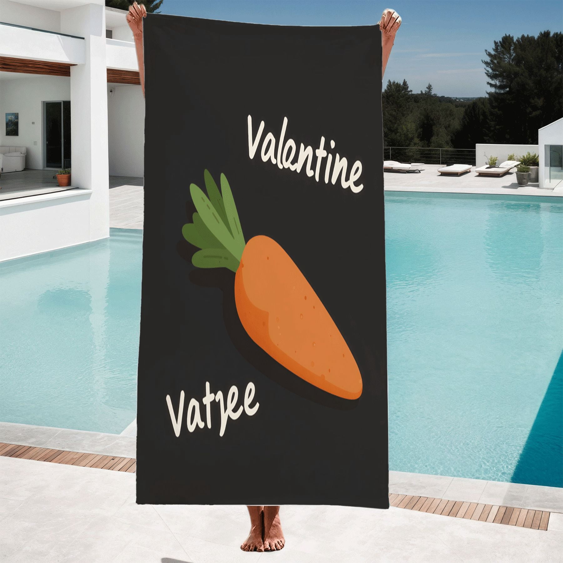 Carrot Pattern Beach Towel - Fun & Vibrant Design for Pool Travel ...