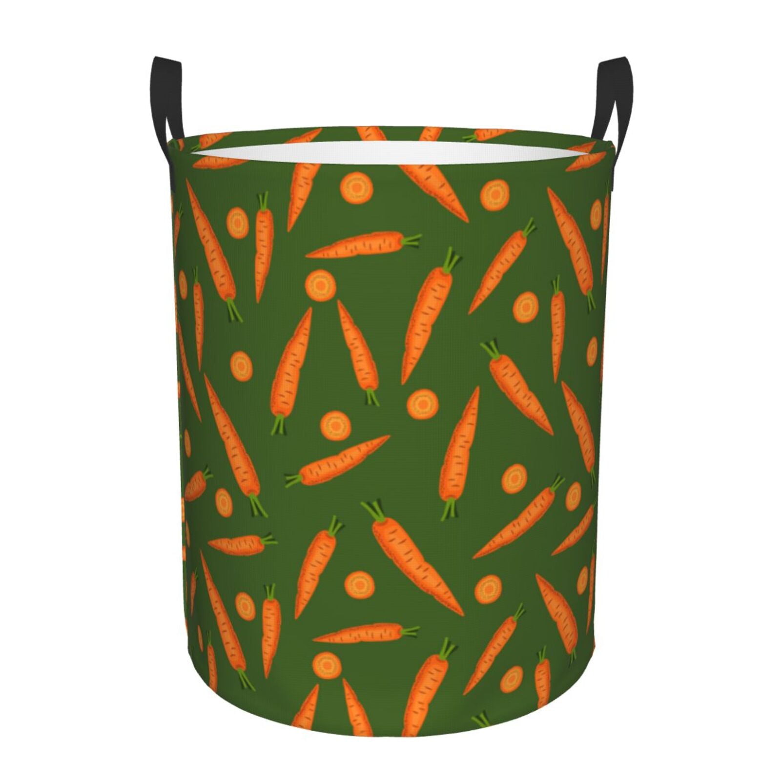 Carrot Pattern green Laundry Basket with Handles - Freestanding Laundry ...