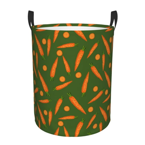 Carrot Pattern green Laundry Basket with Handles - Freestanding Laundry ...