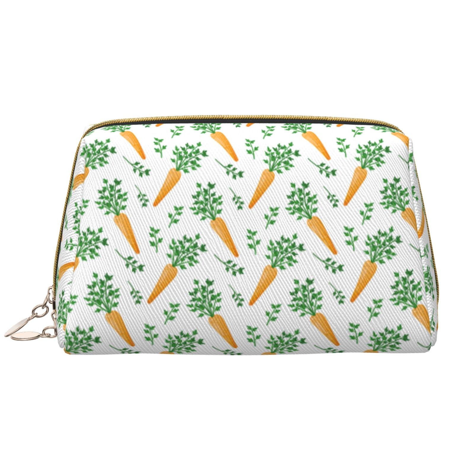 Carrot Pattern leaf Makeup Bag, Large Capacity Cosmetic Bag Portable ...