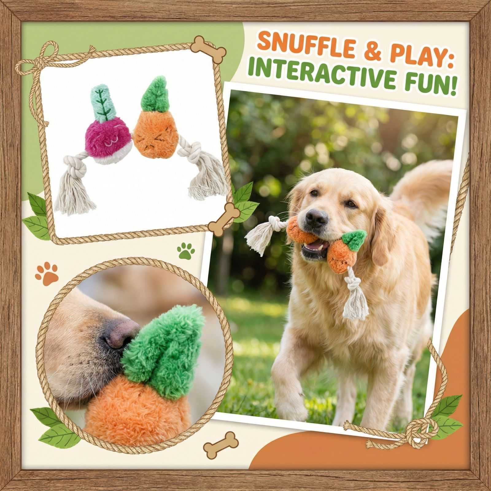 Carrot Plush Chew Dog Toys – Interactive Foraging Toy with Squeakers ...