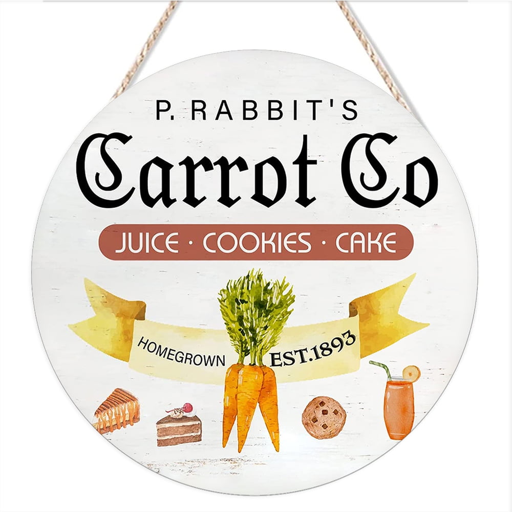 Carrot Rustic Round Hanging Wood Sign Easter Carrot Sign Rustic Wreath ...