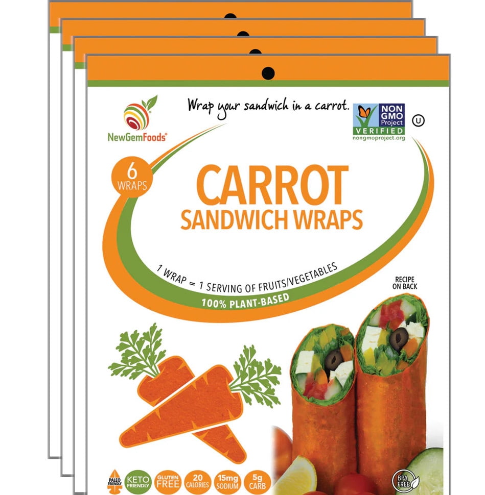 Carrot Sandwich Wraps (Four-Pack) – Vegan, Gluten-Free, Low-Carb Wraps ...