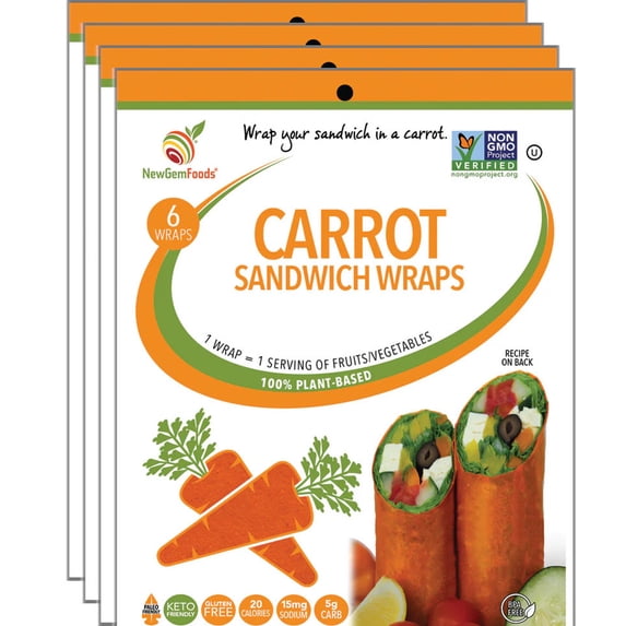 Carrot Sandwich Wraps (Four-Pack) – Vegan, Gluten-Free, Low-Carb Wraps ...