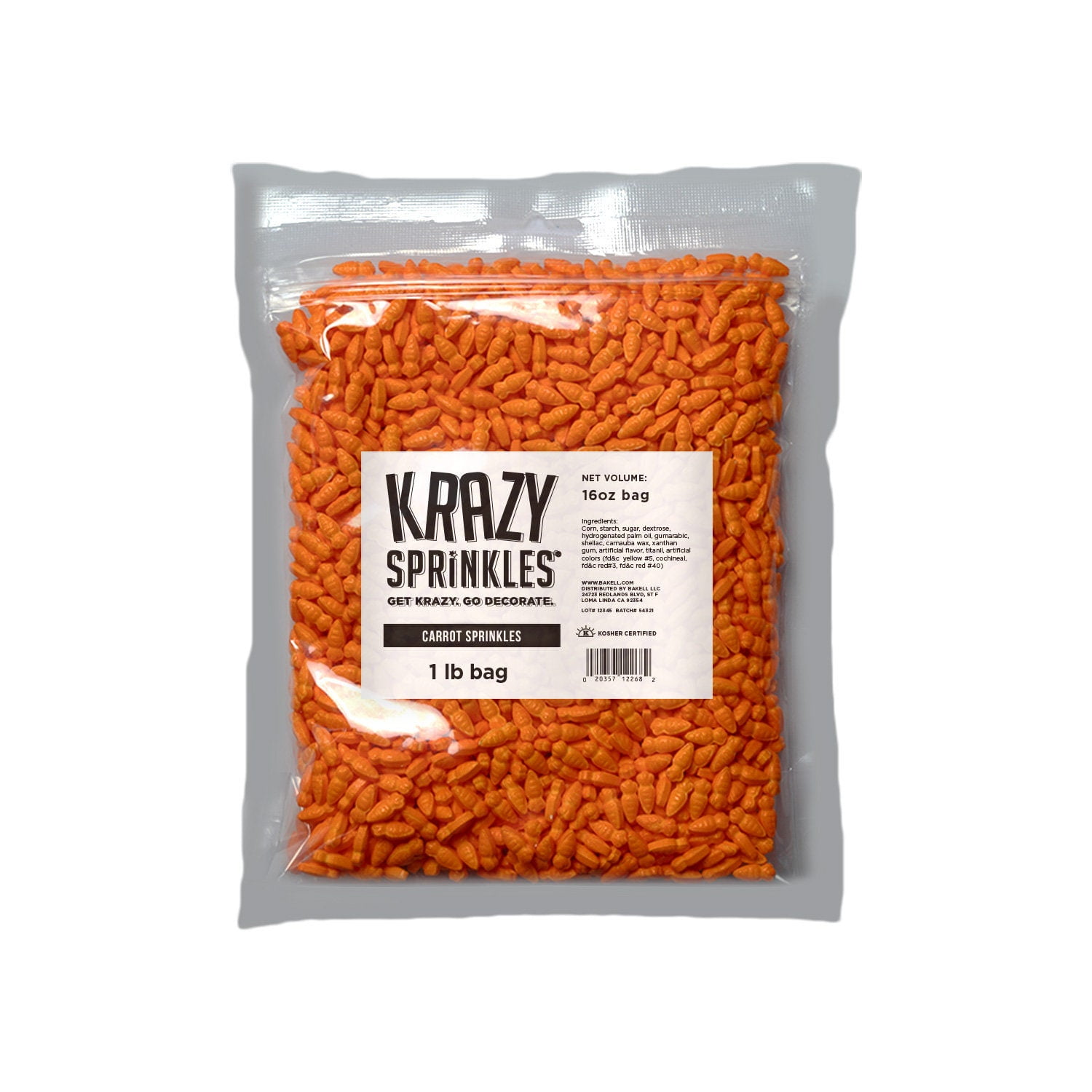 Carrot Shaped Sprinkles (1lb, 1x Bag) Candy Decor for Cakes, Ice Cream ...