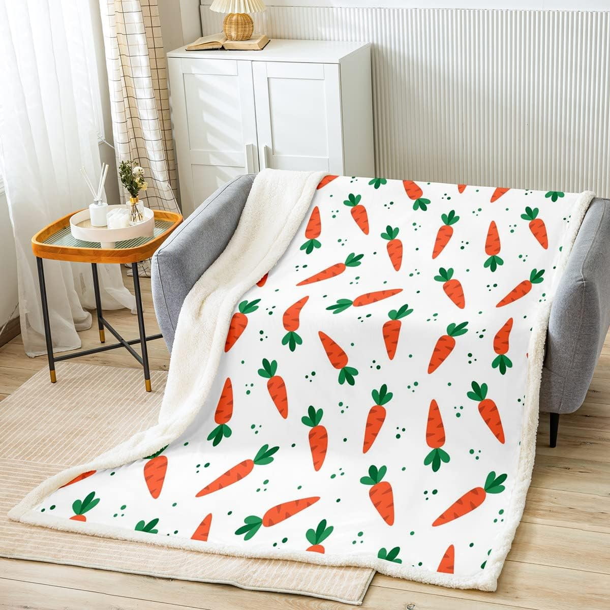 Carrot Sherpa Blanket Throw 50"x60" Vegetables Fleece Bed Blanket Funny ...