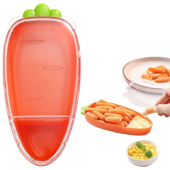 Carrot Snack and Dip Divided Container, Two Compartment Storage Box ...
