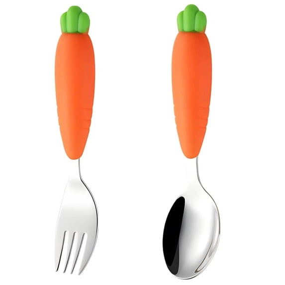 Carrot Spoon Fork,2-Piece Carrot Design Utensil Set, 304 Stainless ...