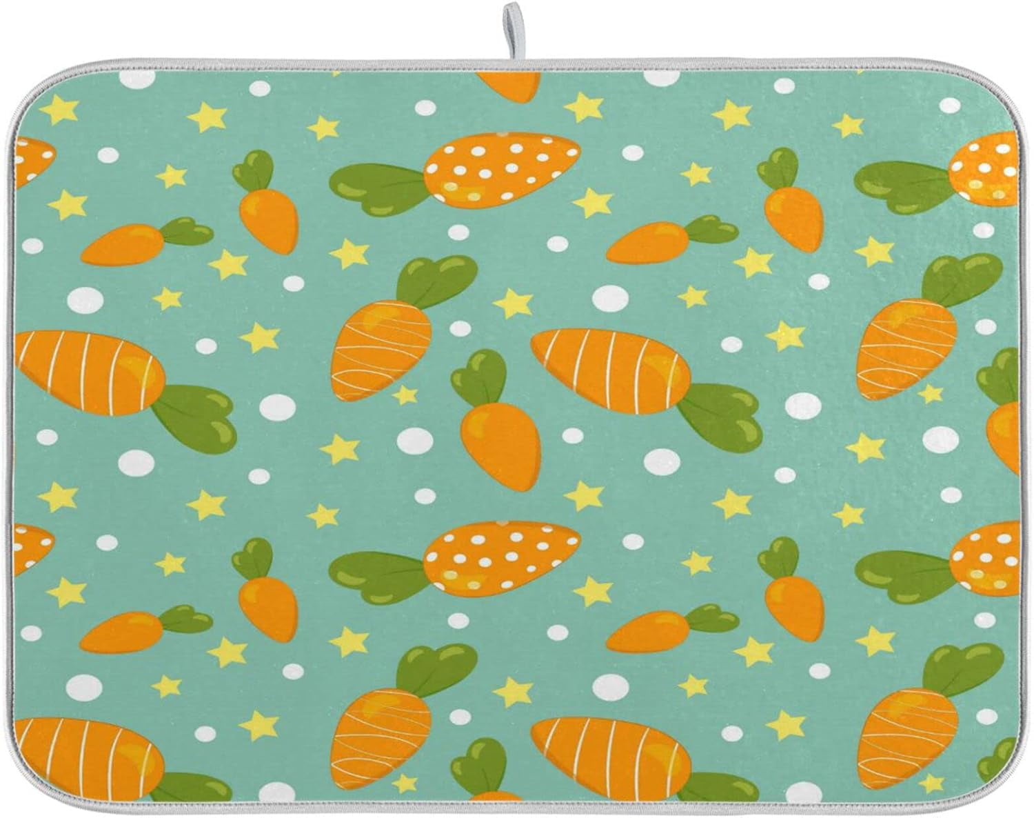 Carrot Stars Dots Dish Drying Mat for Kitchen 16 X 18 in Dry Dishes ...