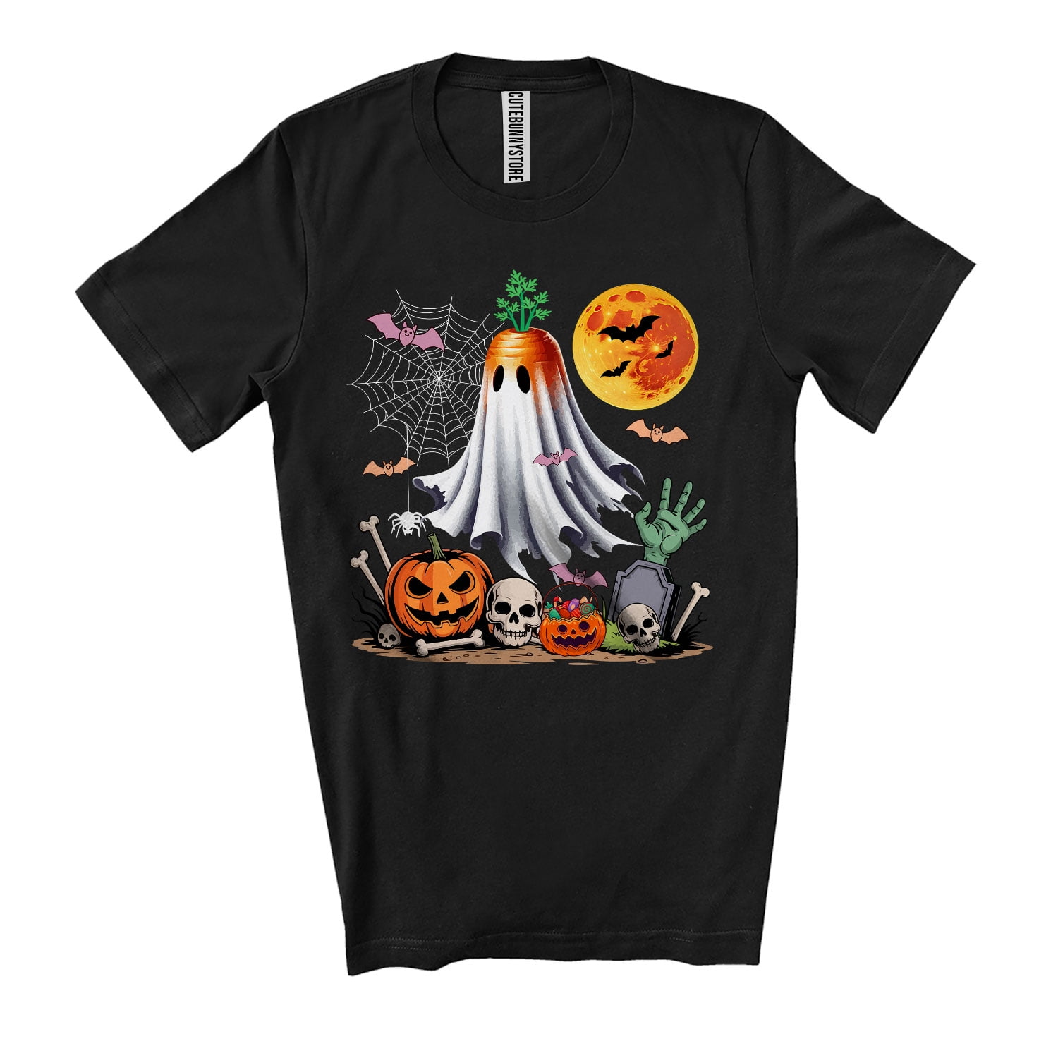 Carrot Wearing Ghost Boo Costume; Creepy Halloween Pumpkin Candy Zombie ...