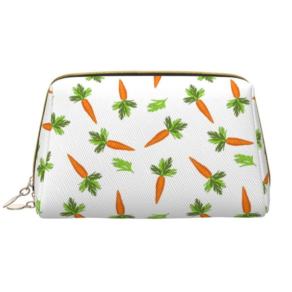 Carrot leaf Pattern Makeup Bag, Large Capacity Cosmetic Bag Portable ...