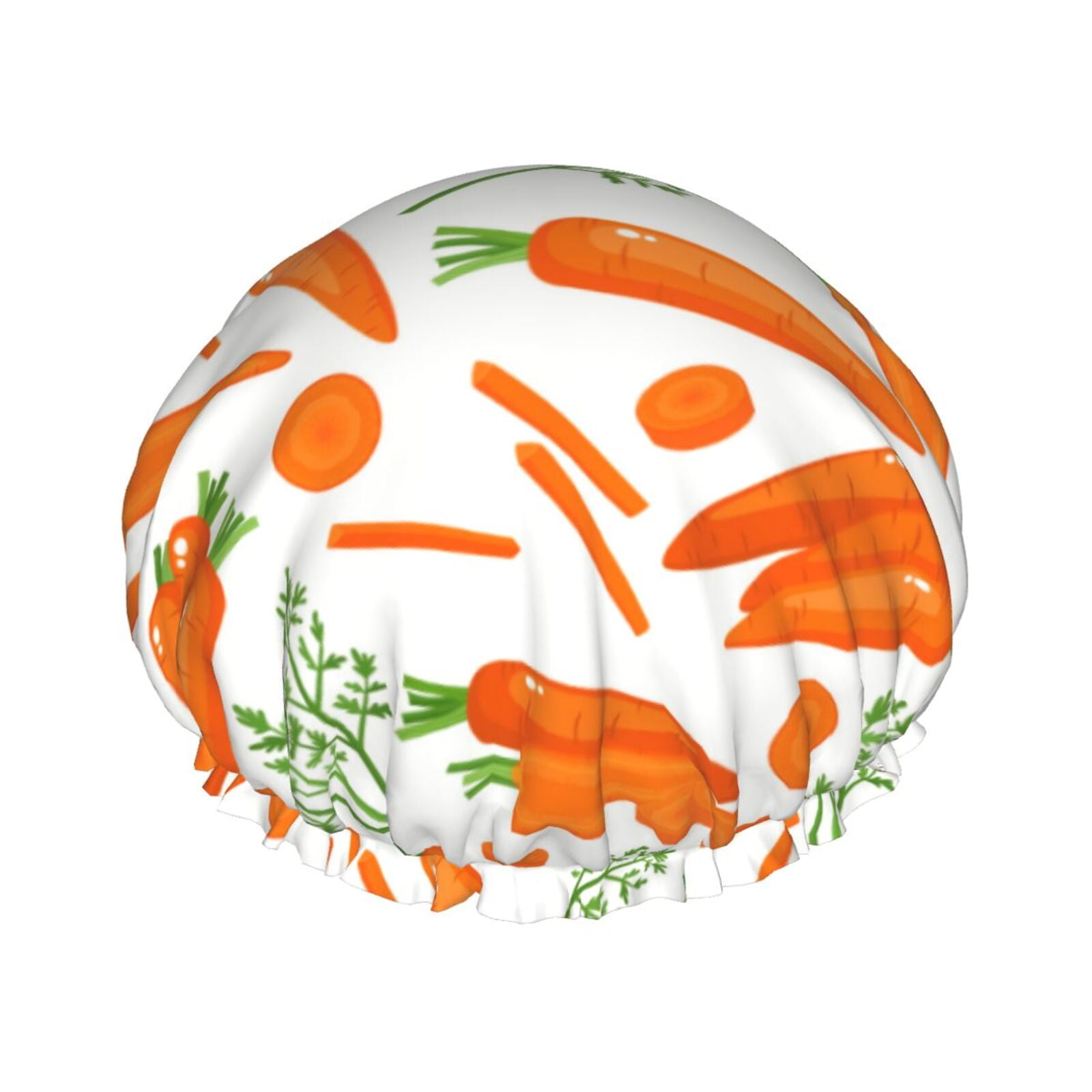 Carrot slices sticks Shower Cap for Women, Double Waterproof Layers ...