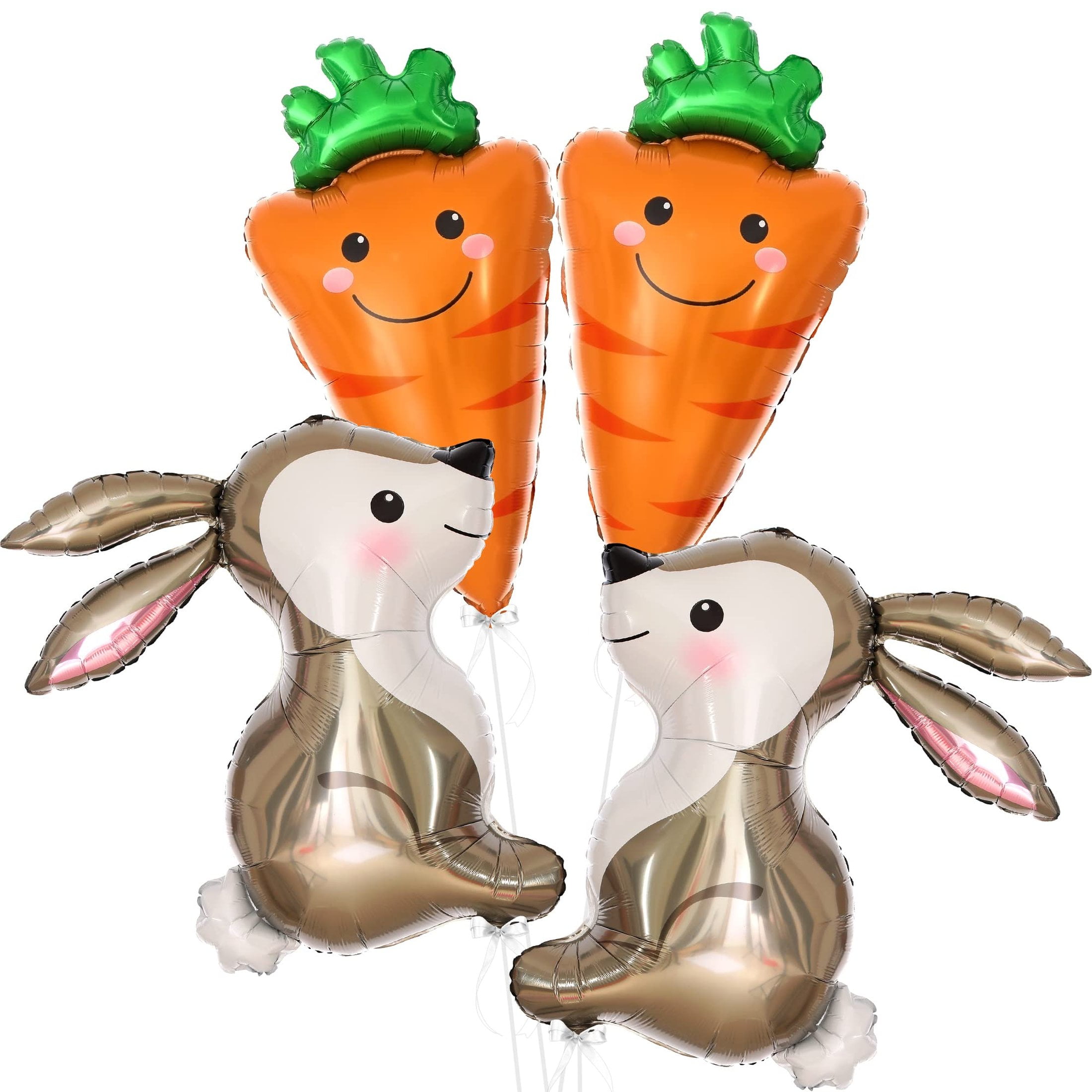 CarrotHop Bunny Balloons - 32 Inch Pack of 4 Mylar Balloons for Bunny ...