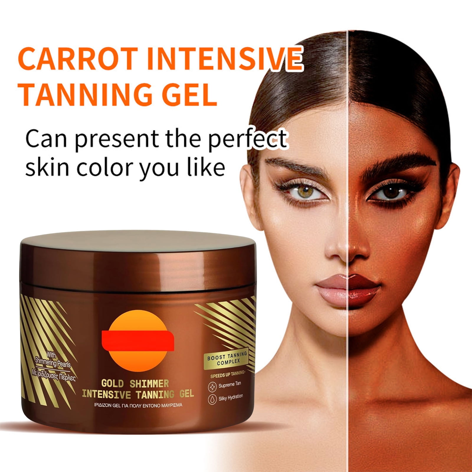 Carroten Gold Shimmer Intensive Tanning Gel - Instant Tan Enhancer with ...