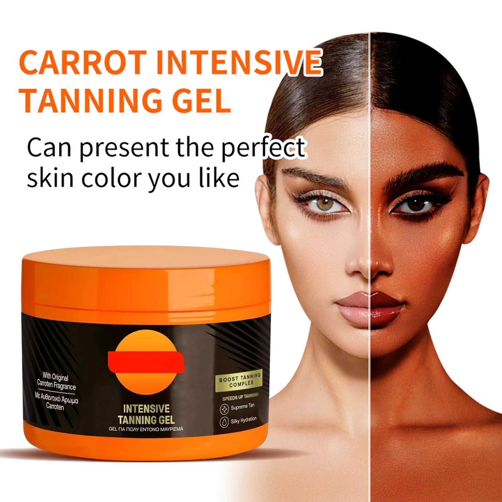 Carroten Intensive Tanning Gel - Instant Tan Enhancer - Water-Resistant with Carrot and Coconut ...