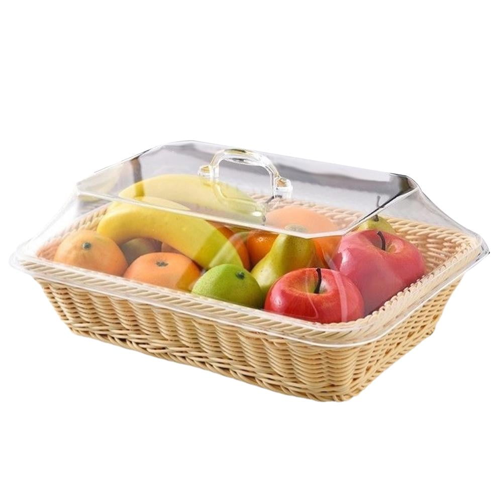 Carroterr wicker basket with acrylic lid, woven bread basket wicker ...