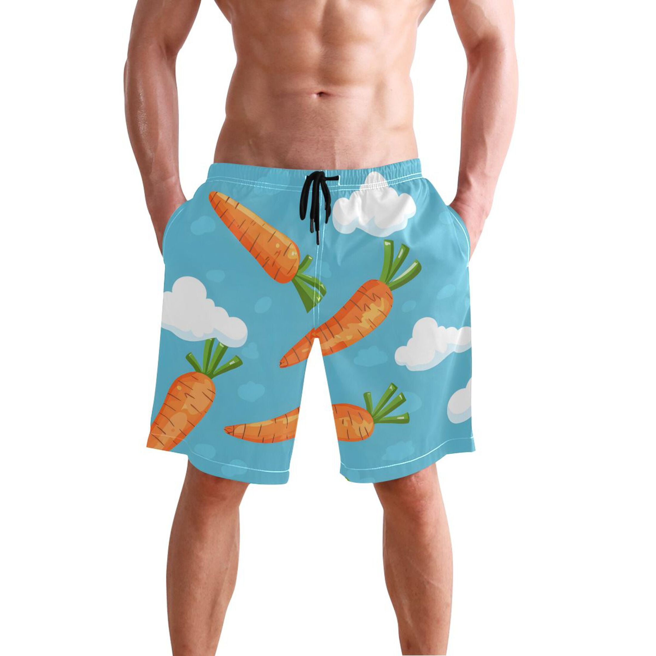Carrots Clouds Cute Men's Swim Trunks Beach Shorts Bathing Bottoms XXL ...